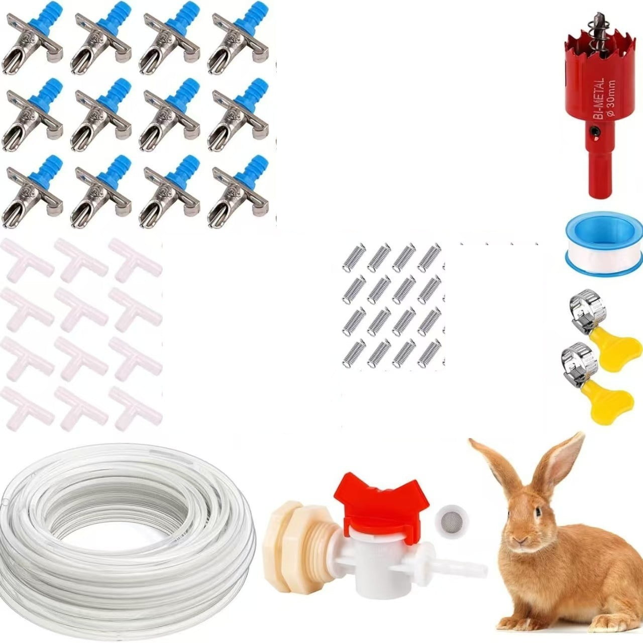 Rabbit waterer with double spring spout: suitable for rabbit breeding ...
