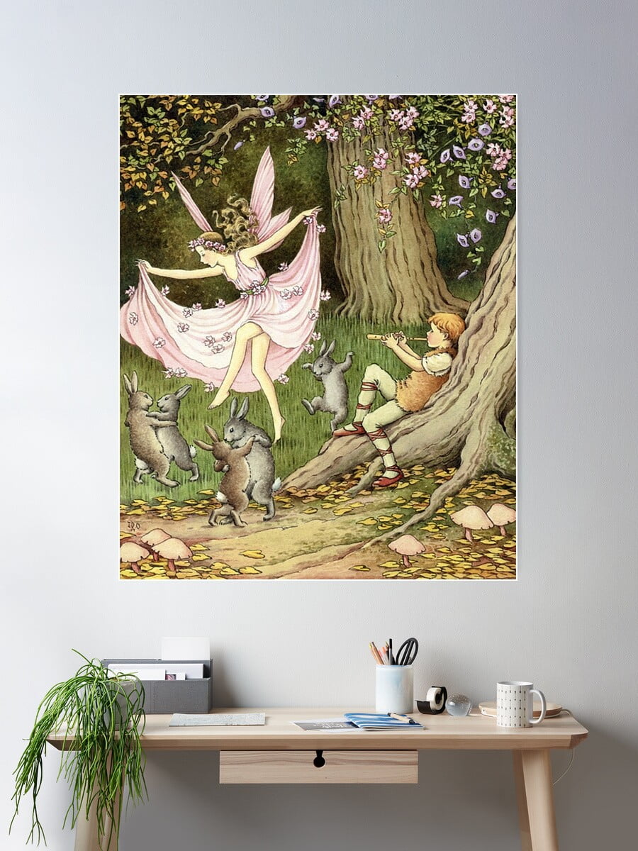 Rabbits And A Fairy Dance To The Piper - Ida Rentoul Outhwaite Poster ...