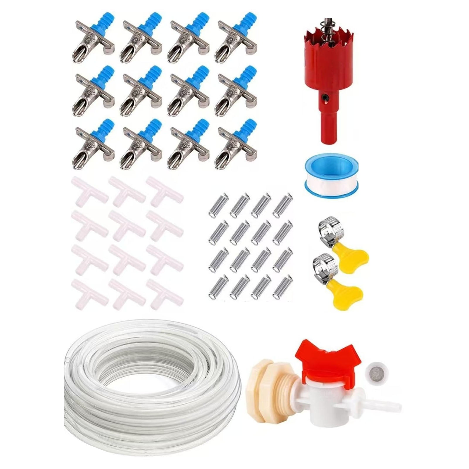 Rabbits Cage Water Dispenser Small Waterer Kits with 6/12/24pcs Metal ...