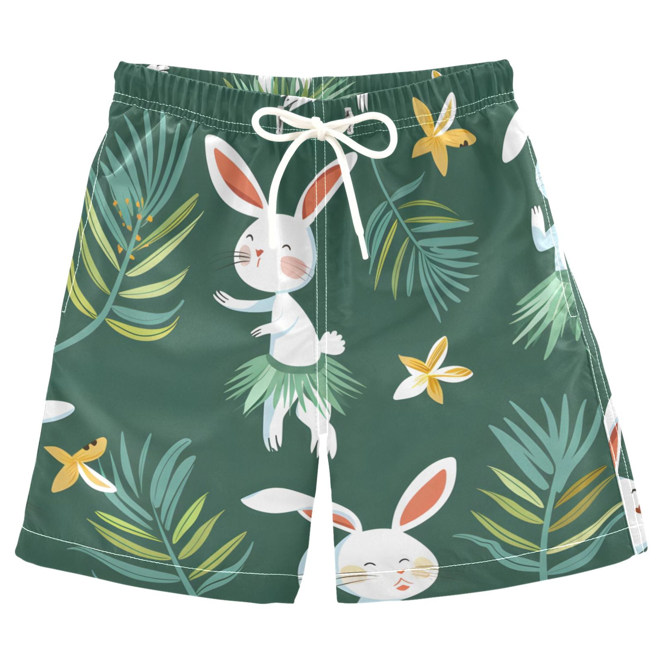 Rabbits Dancing Hula-hula Leaves Boys' Beach Pants Board Shorts Swim ...