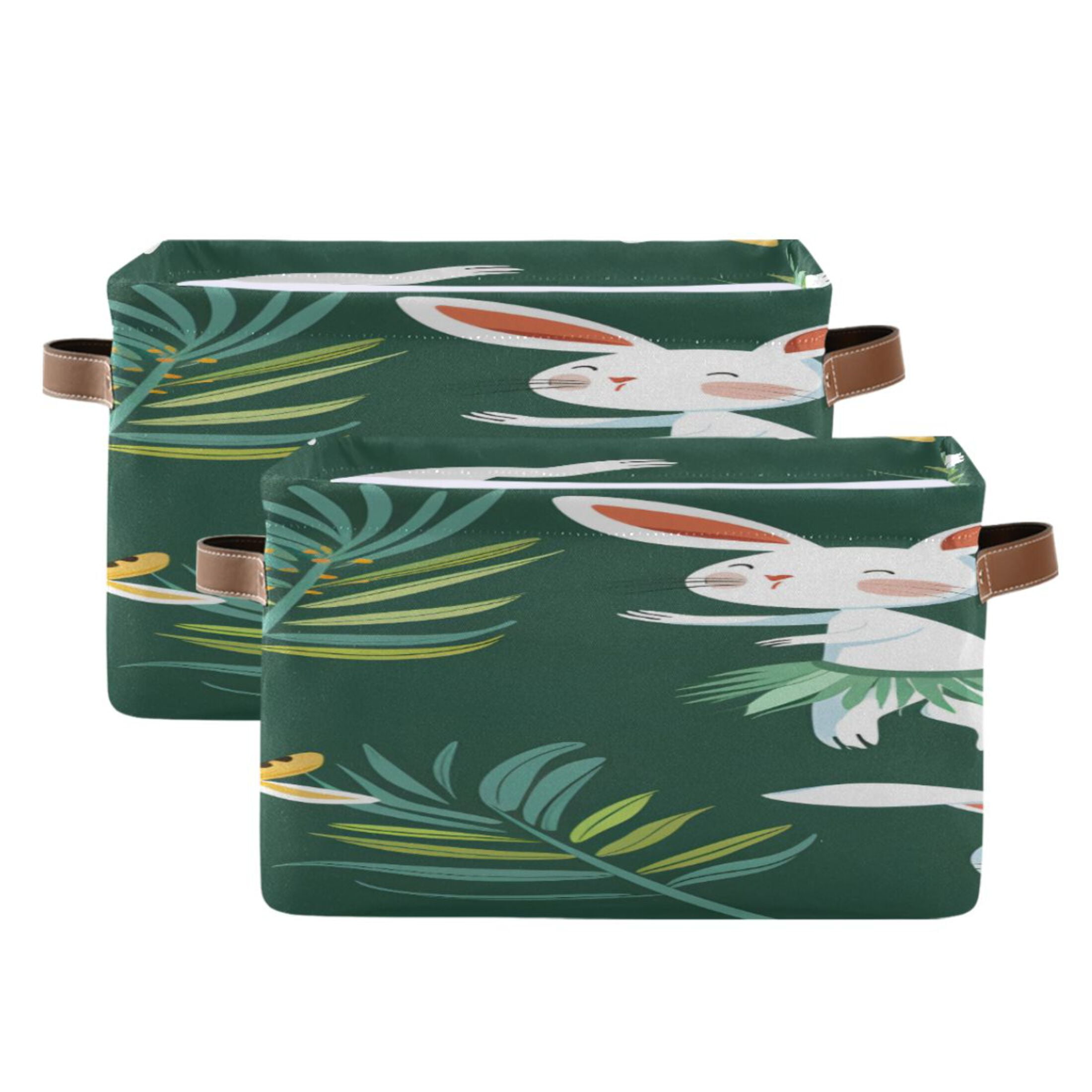 Rabbits Dancing Hula-hula Leaves Square Storage Bins with Handles ...