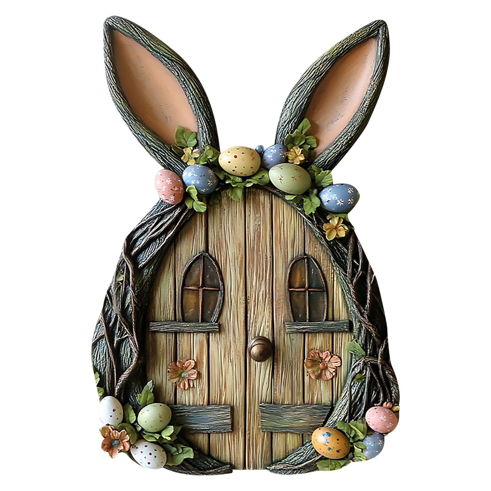 Rabbits Door Wooden Garden Accessories Yard Garden Sculpture Decoration ...