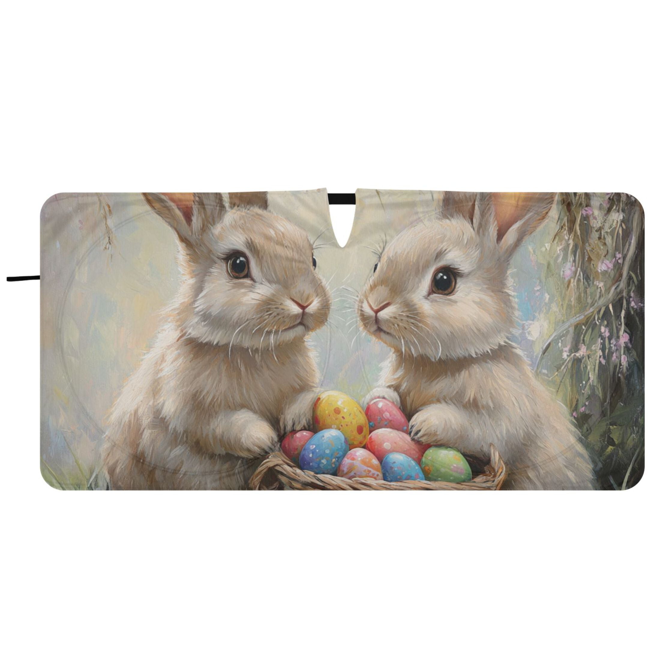 Rabbits Easter Eggs Car Windshield Sun Shade Foldable Front Window ...