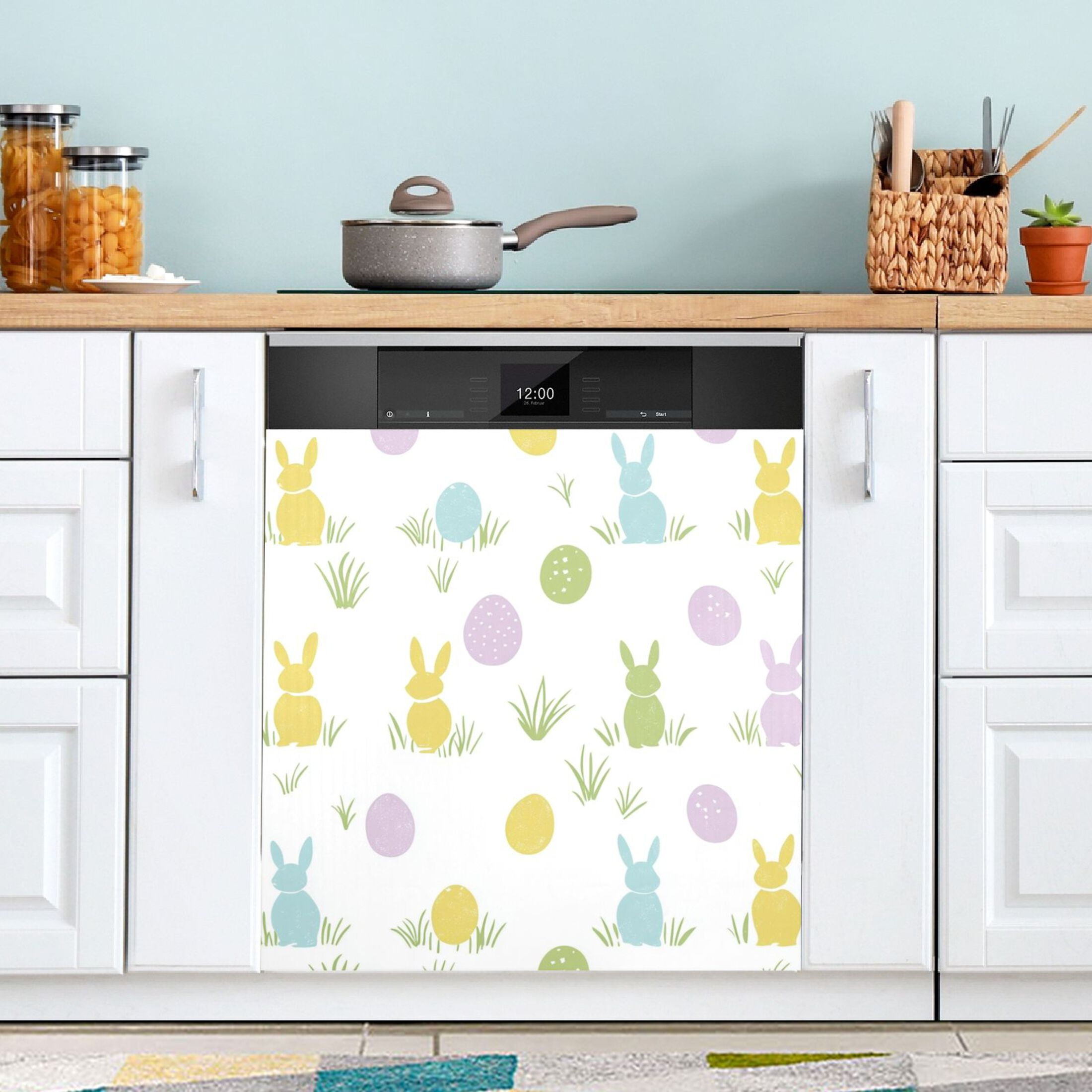 Rabbits Easter Eggs Grass Pastel Color Dishwasher Magnet Refrigerator ...
