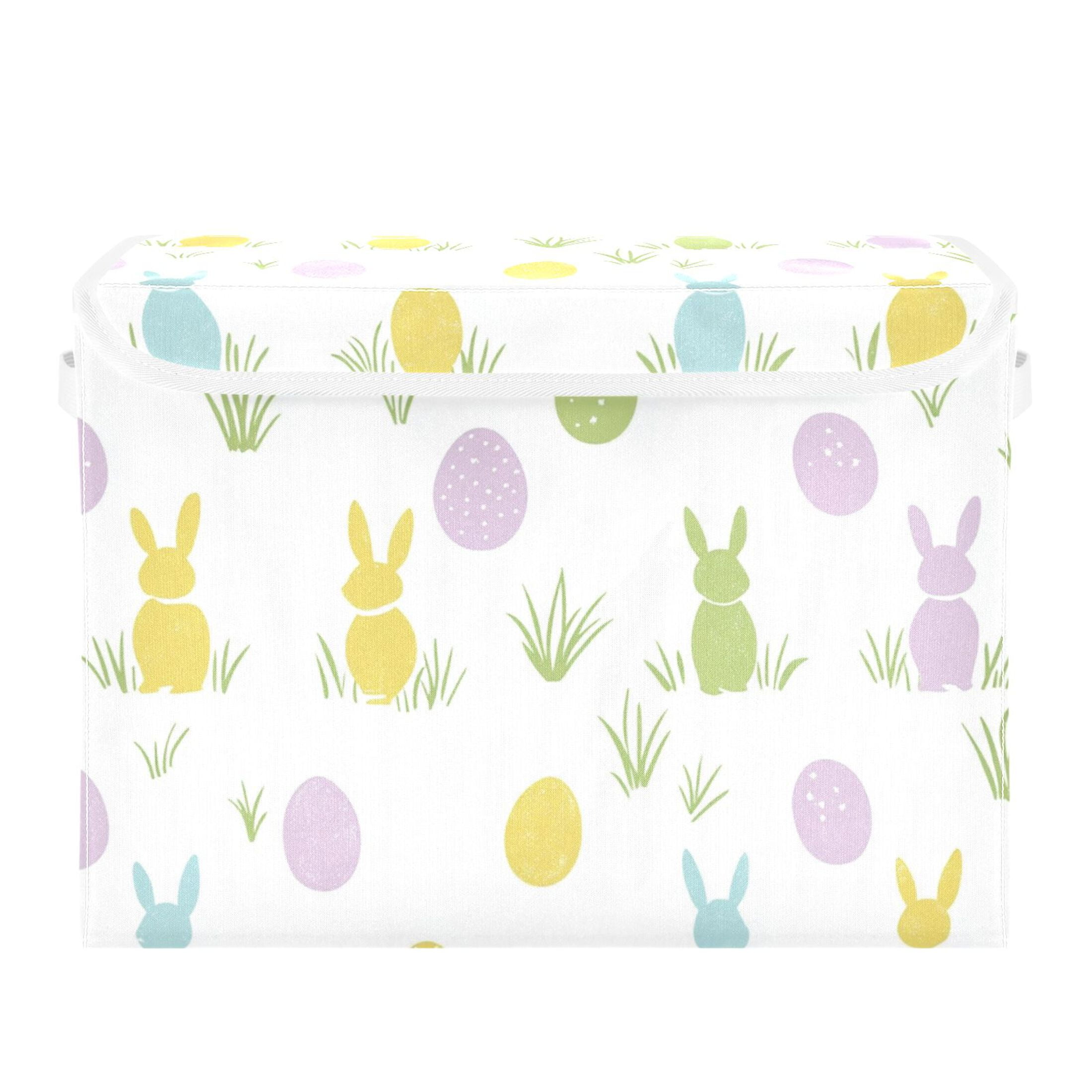 Rabbits Easter Eggs Grass Pastel Color Foldable Storage Bin with Lid ...