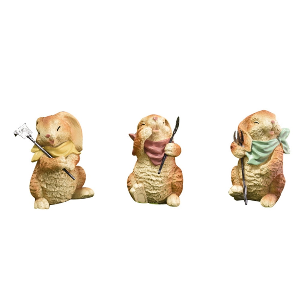 Rabbits Figurines Resin Animal Garden Statues Funny Rabbits Sculptures ...