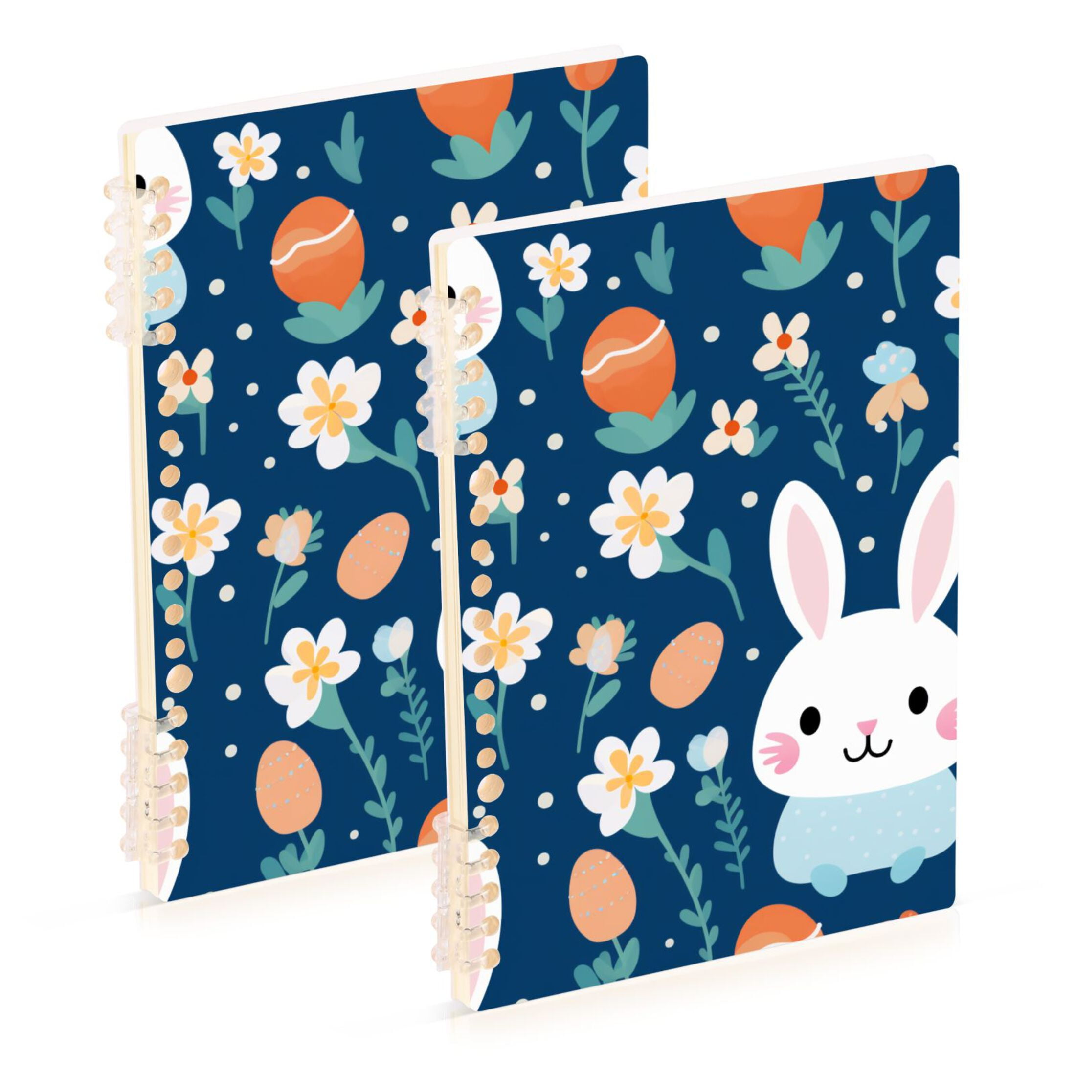 Rabbits Flowers Ring Binder Notebook Journey Note Diary College Ruled ...