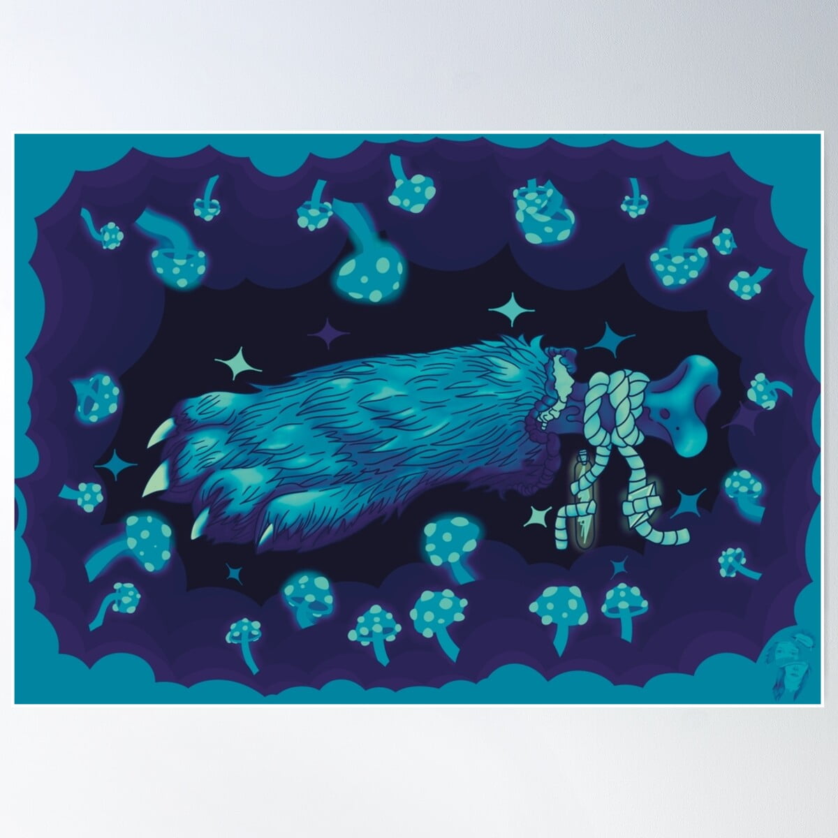 Rabbits Foot (Blue) Poster Wall Art, Modern Wall Decor For Living Room ...