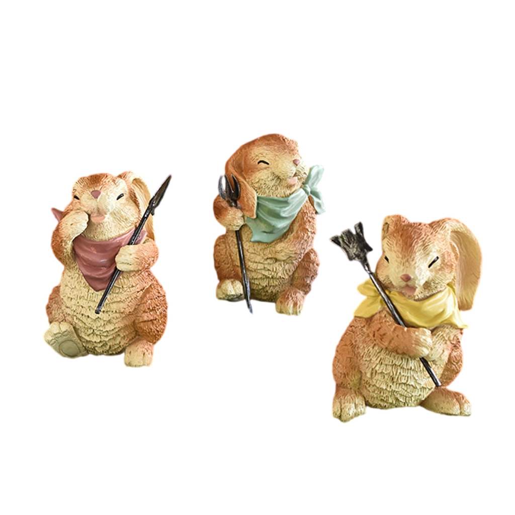Rabbits Garden Statue Miniature Garden Outdoor Figurine Garden Resin ...