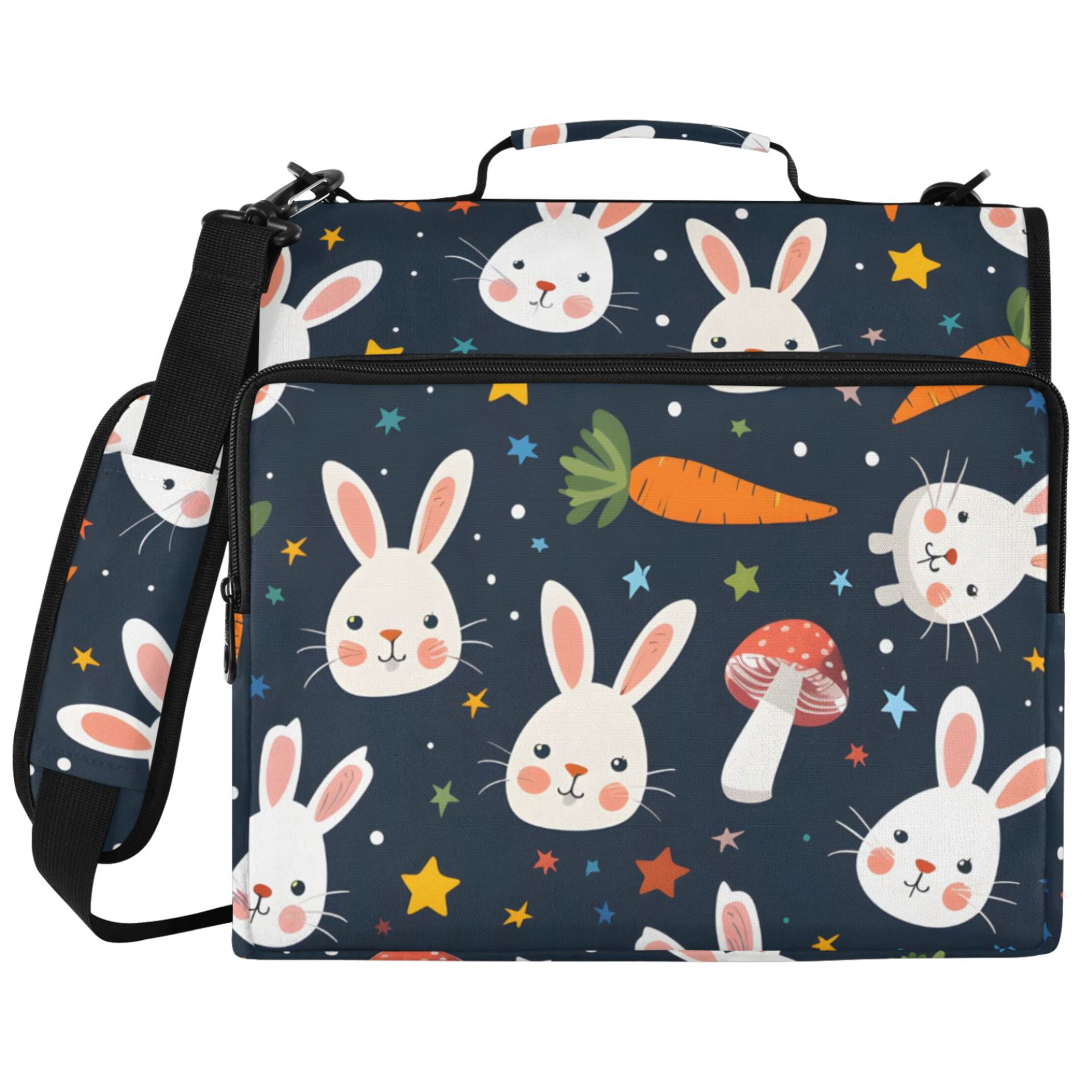 Rabbits Head Carrot Star Pattern 3 Ring Binder Bag Zipper Binder ...