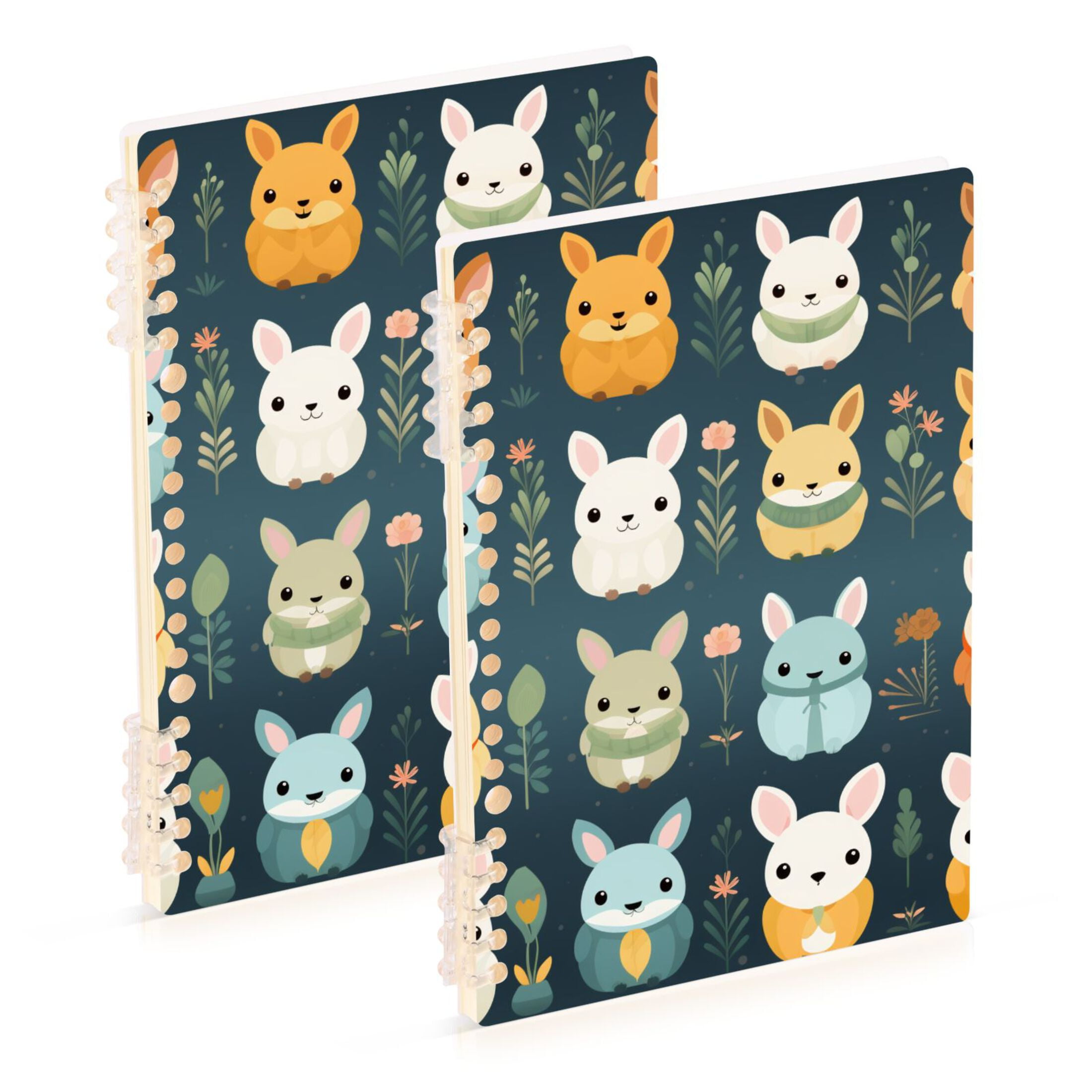 Rabbits Leaves Ring Binder Notebook Journey Note Diary College Ruled ...