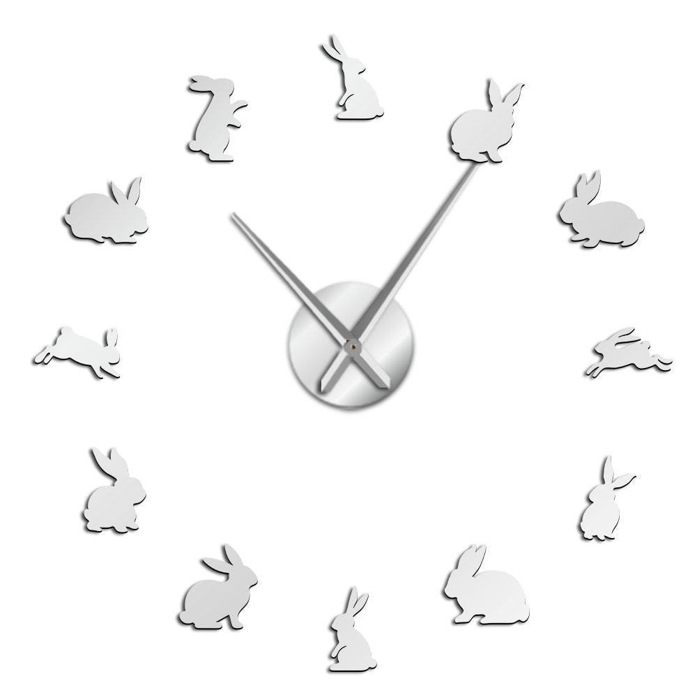 Rabbits Pet Silhouette Frameless Wall Clock Stickers, DIY Modern ...