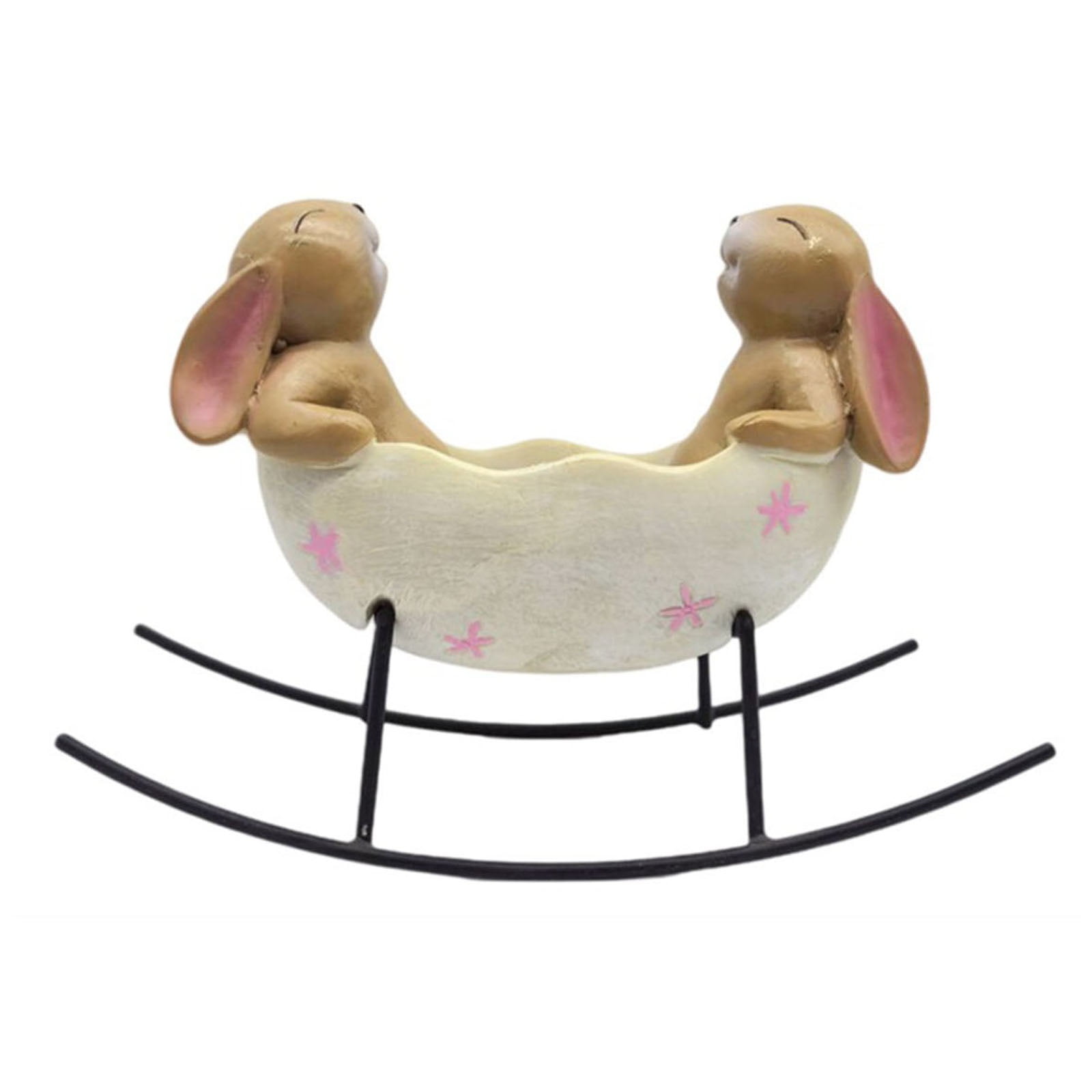 Rabbits Rocking in an Easter Egg Cradle, Vintage Rustic Country Bunnies ...