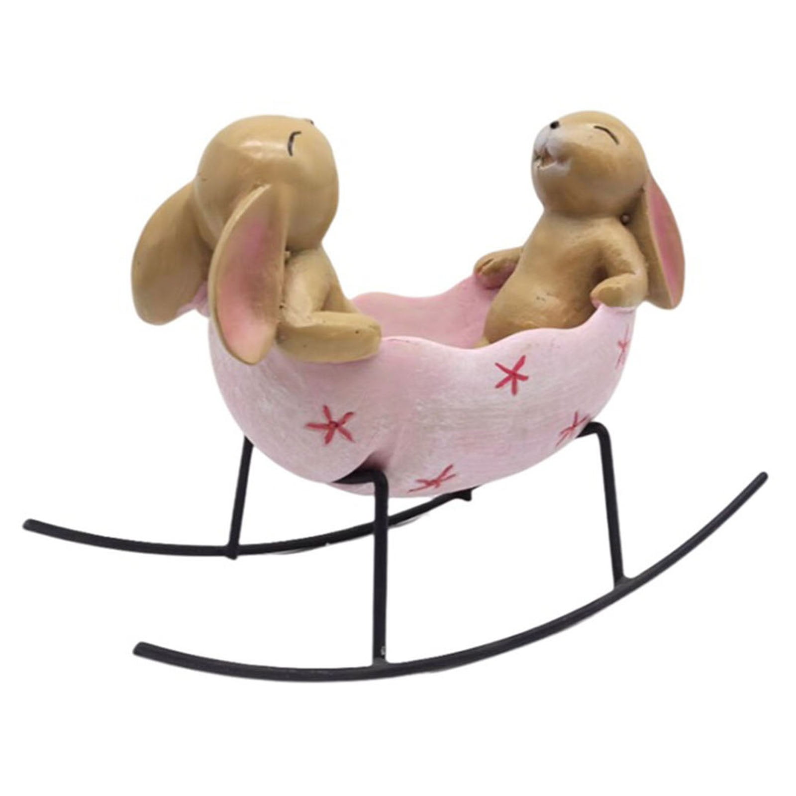 Rabbits Rocking in an Easter Egg Cradle, Vintage Rustic Country Bunnies ...