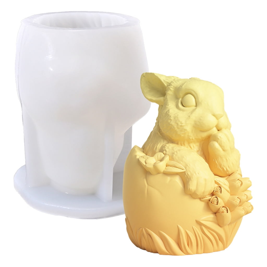 Rabbits Statue Silicone Molds for Epoxy Resin Candle Making Gypsum ...