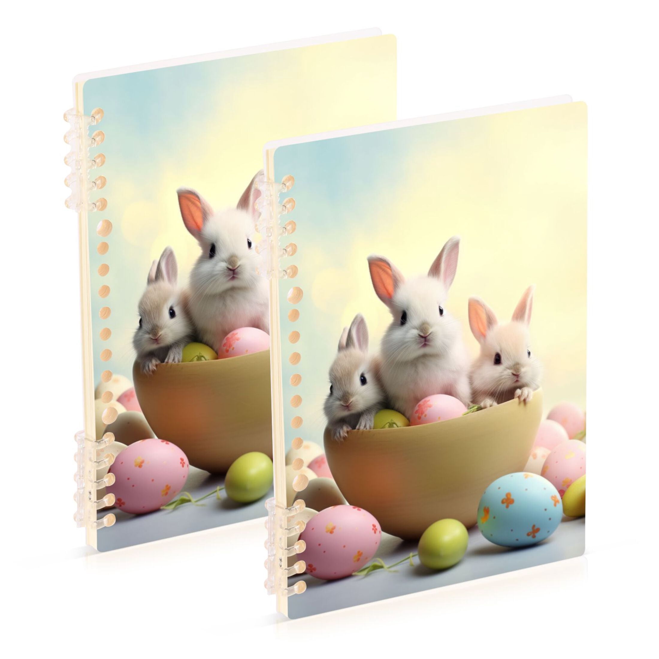Rabbits and Easter Eggs Ring Binder Notebook Journey Note Diary College ...