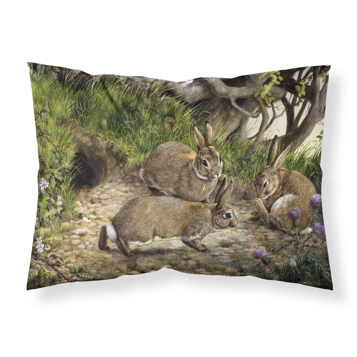 Rabbits and the Rabbit Hole Fabric Standard Pillowcase - Walmart ...