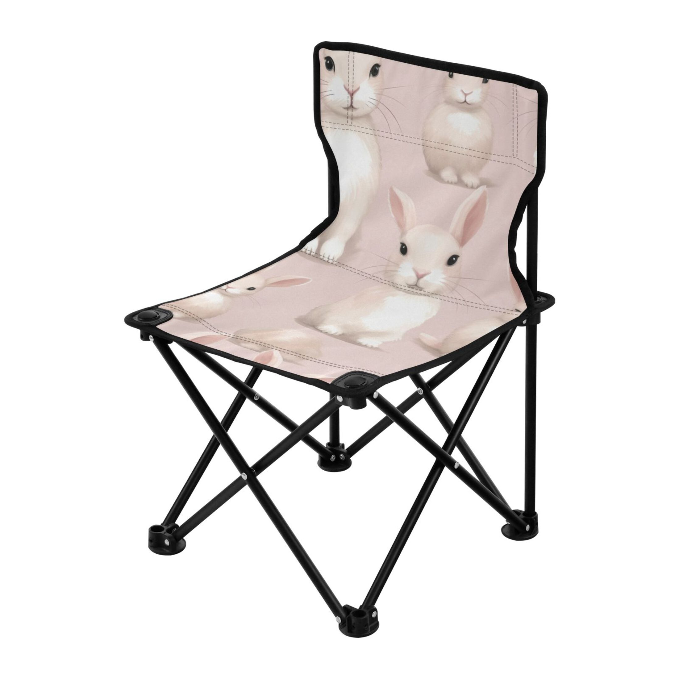 Rabbits on Pink Portable Camping Chair Outdoor Folding Beach Chair ...
