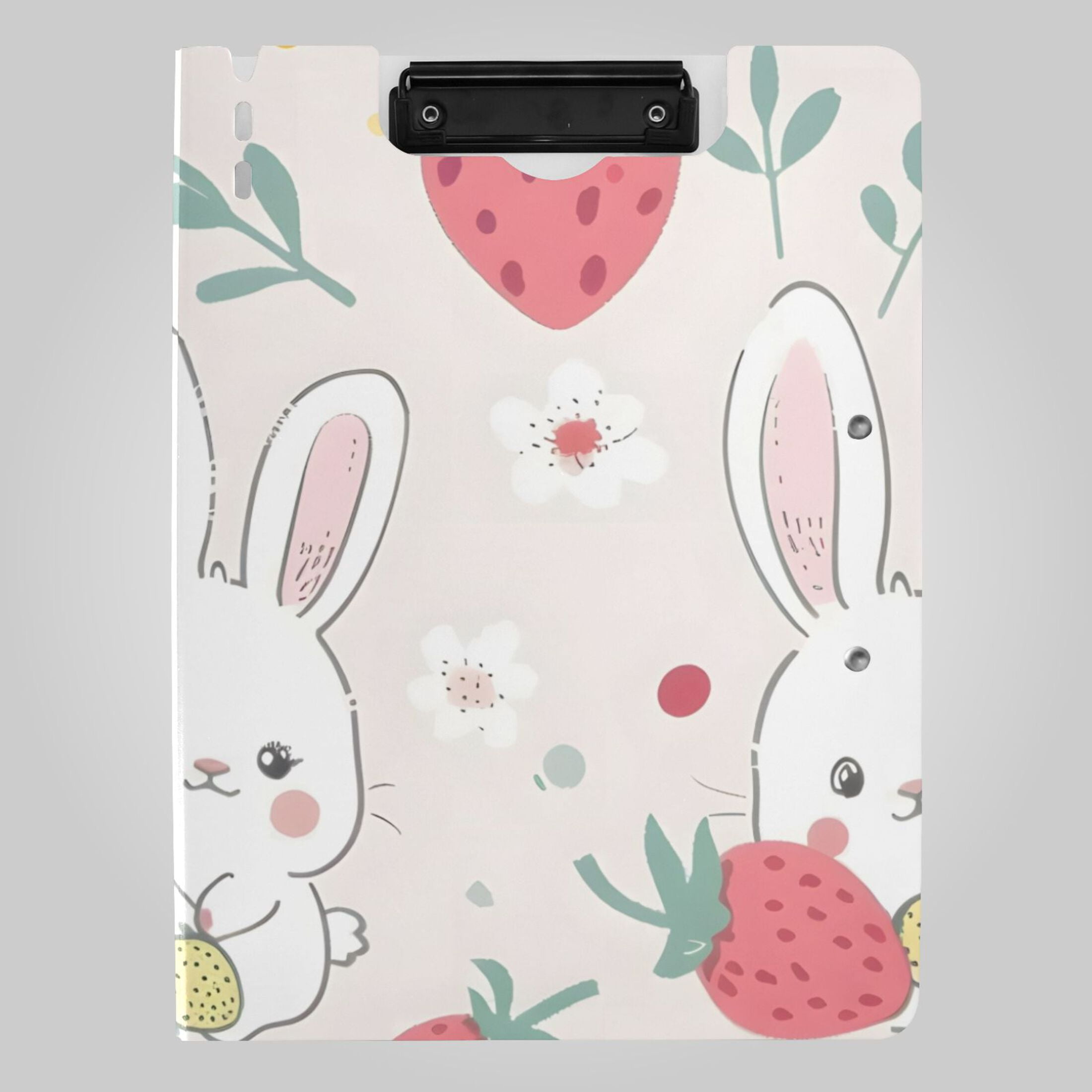 Rabbits with Berries Flowers Leaves Foldable Binder Folder Clipboard ...