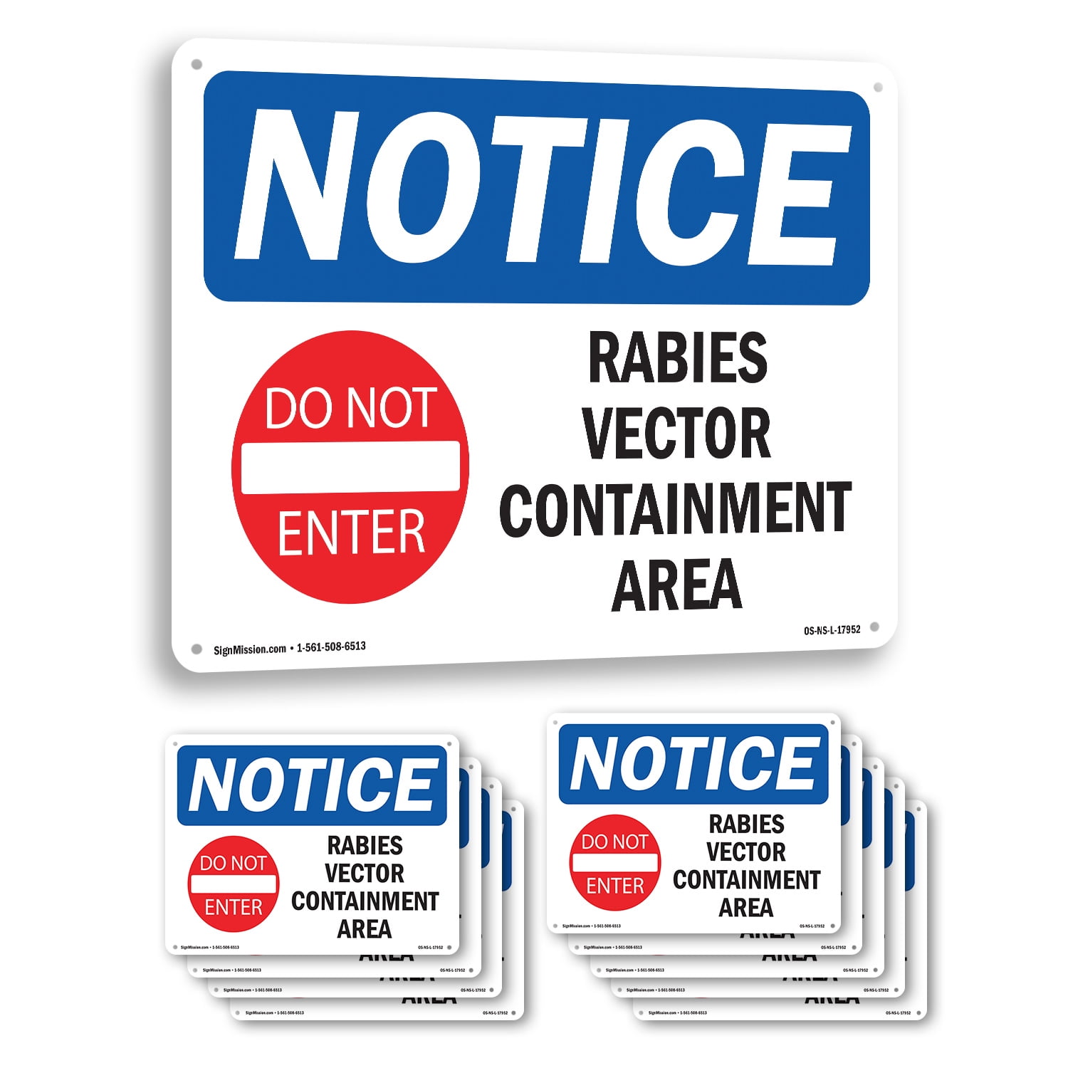 Rabies Vector Containment Area OSHA Notice Aluminum Sign 10 Inch x 7 ...
