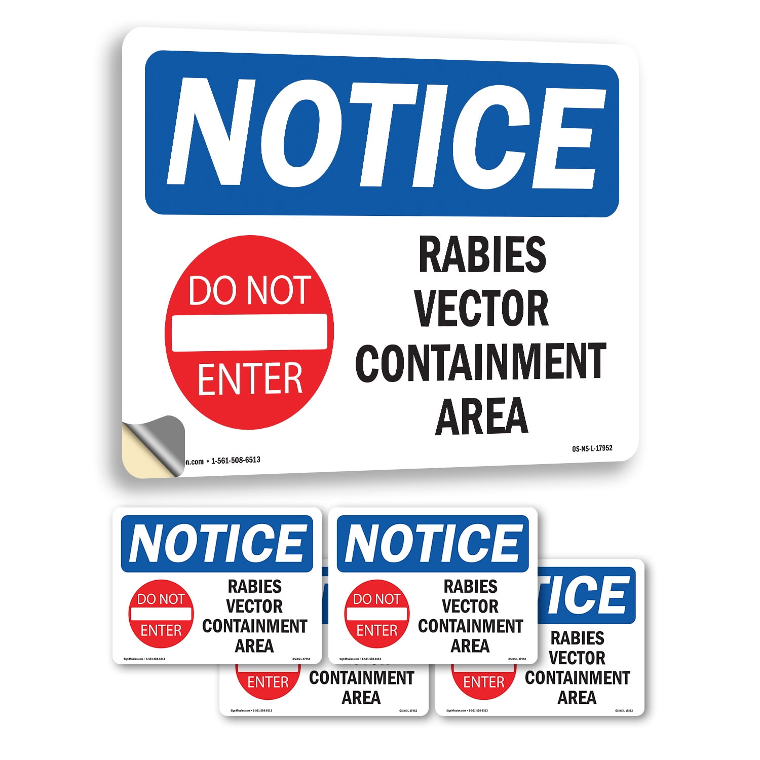 Rabies Vector Containment Area With Symbol OSHA Notice Vinyl Decal ...