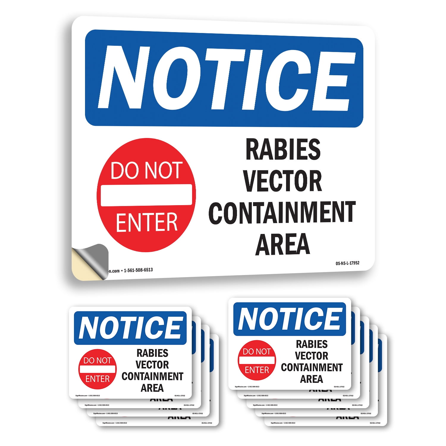 Rabies Vector Containment Area With Symbol OSHA Notice Vinyl Decal ...