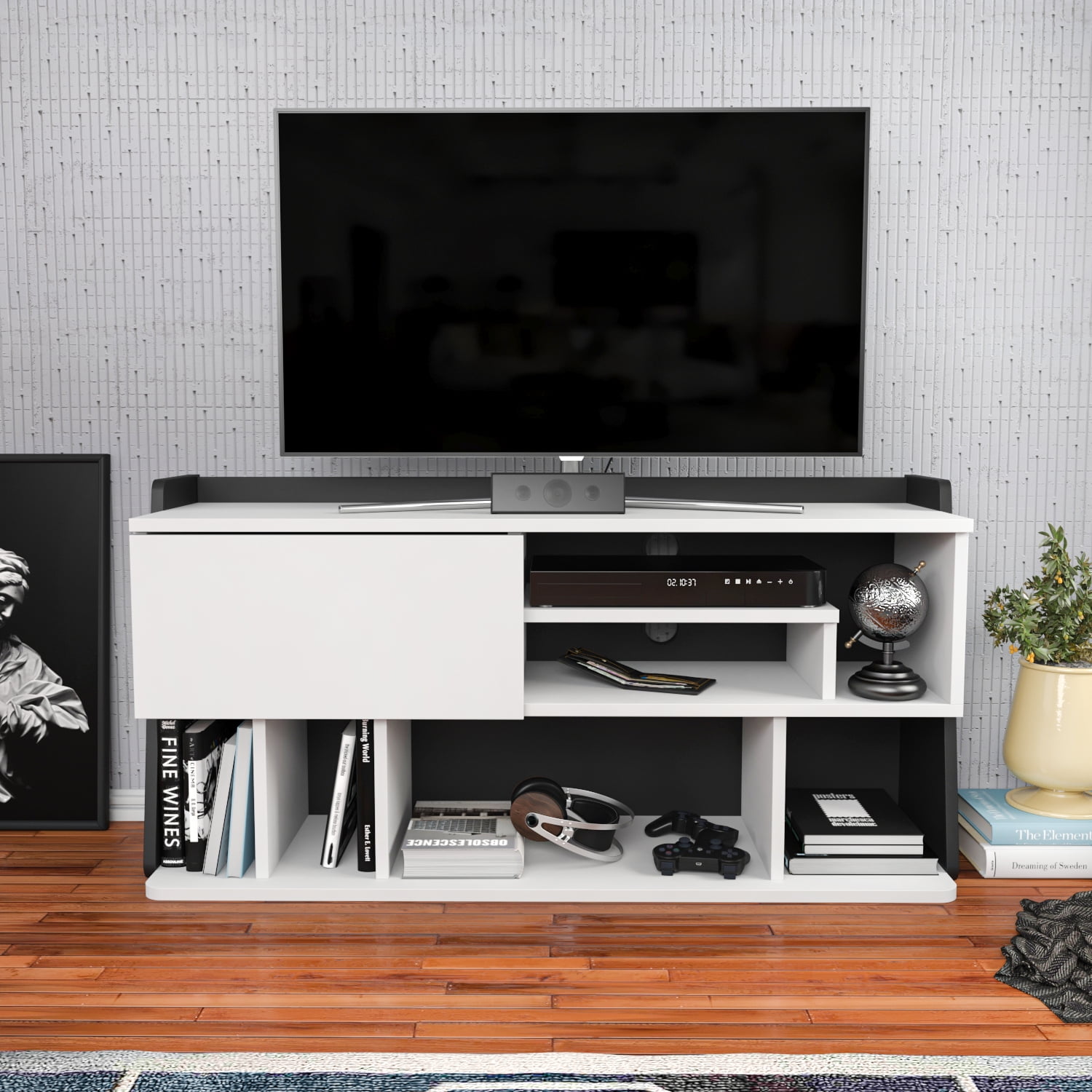 Raca 47'' Modern TV Stand, Entertainment Center, Console Table for ...