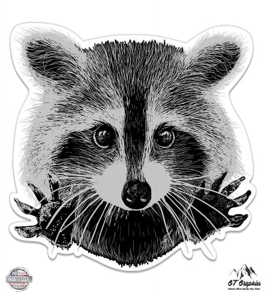 Raccoon - 3" Vinyl Sticker - For Car Laptop I-Pad Phone Helmet Hard Hat ...