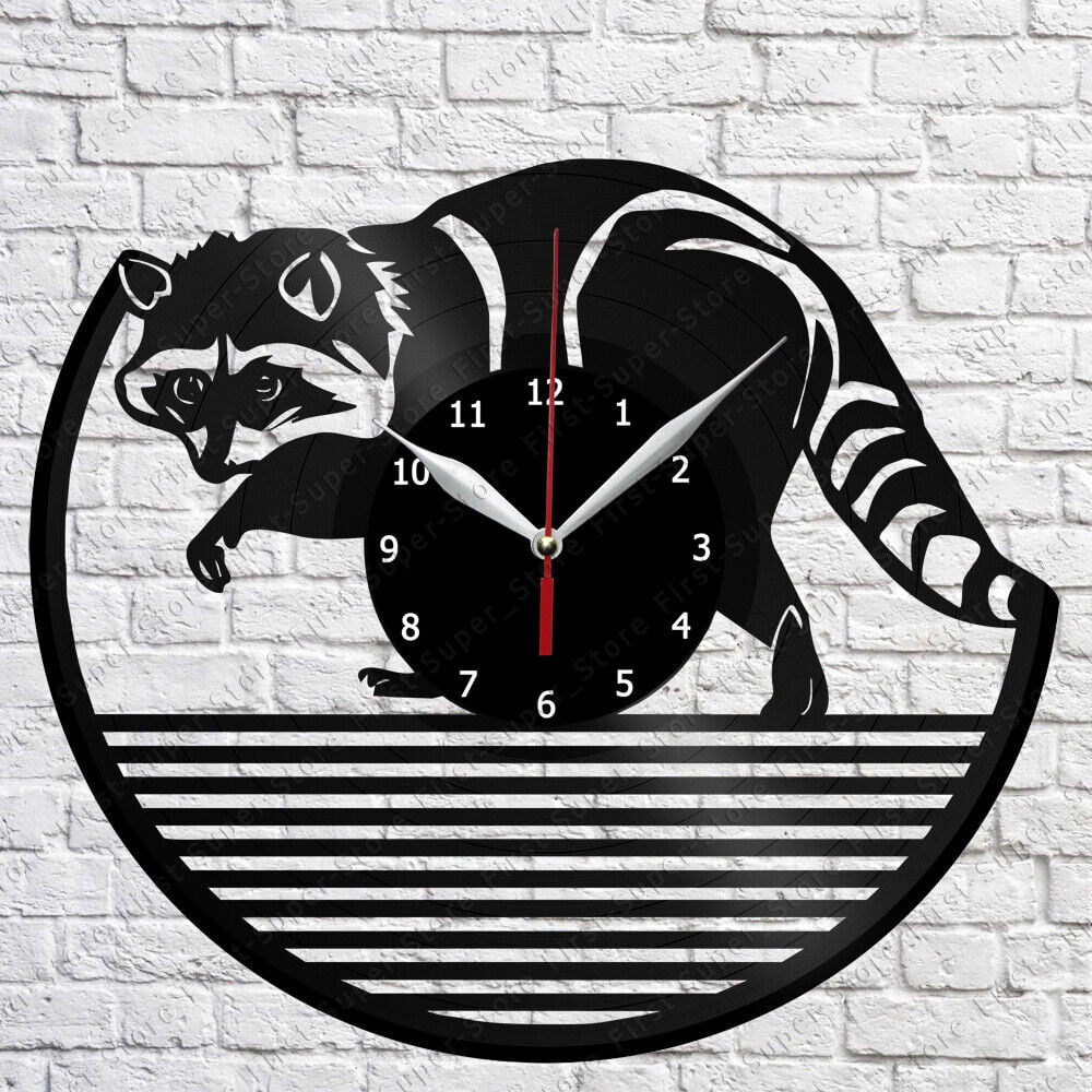 Raccoon 3D Vinyl Wall Clock,Vinyl Record Clock Wall Art Unique Bedroom ...