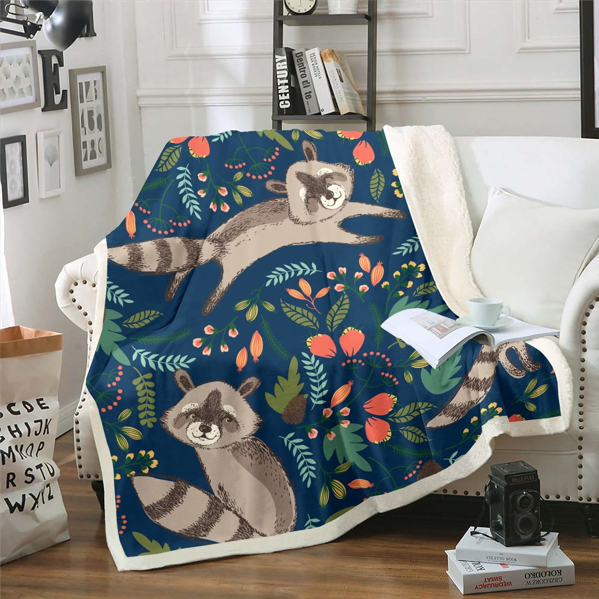 Raccoon 40"x50" Throw Blanket for Boys Kids Child,Botanical Fleece ...