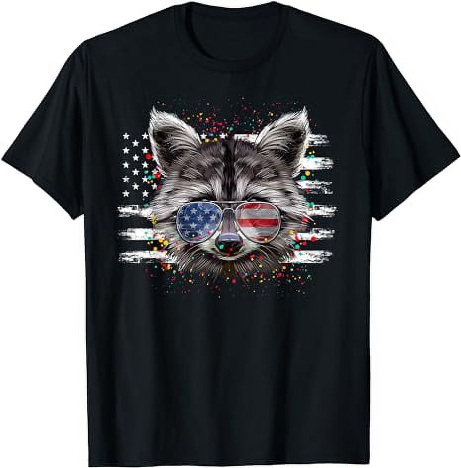 Raccoon 4th Of July Sunglasses Patriotic USA Flag T-Shirt - Walmart.com