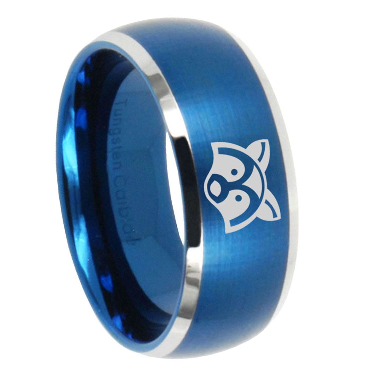 Raccoon Animal 8MM Dome Brushed Finish Blue Tungsten Men Ring - Walmart.com