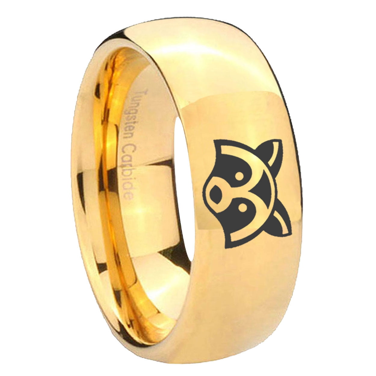 Raccoon Animal 8MM Dome Gold Plated Tungsten Men Ring - Walmart.com