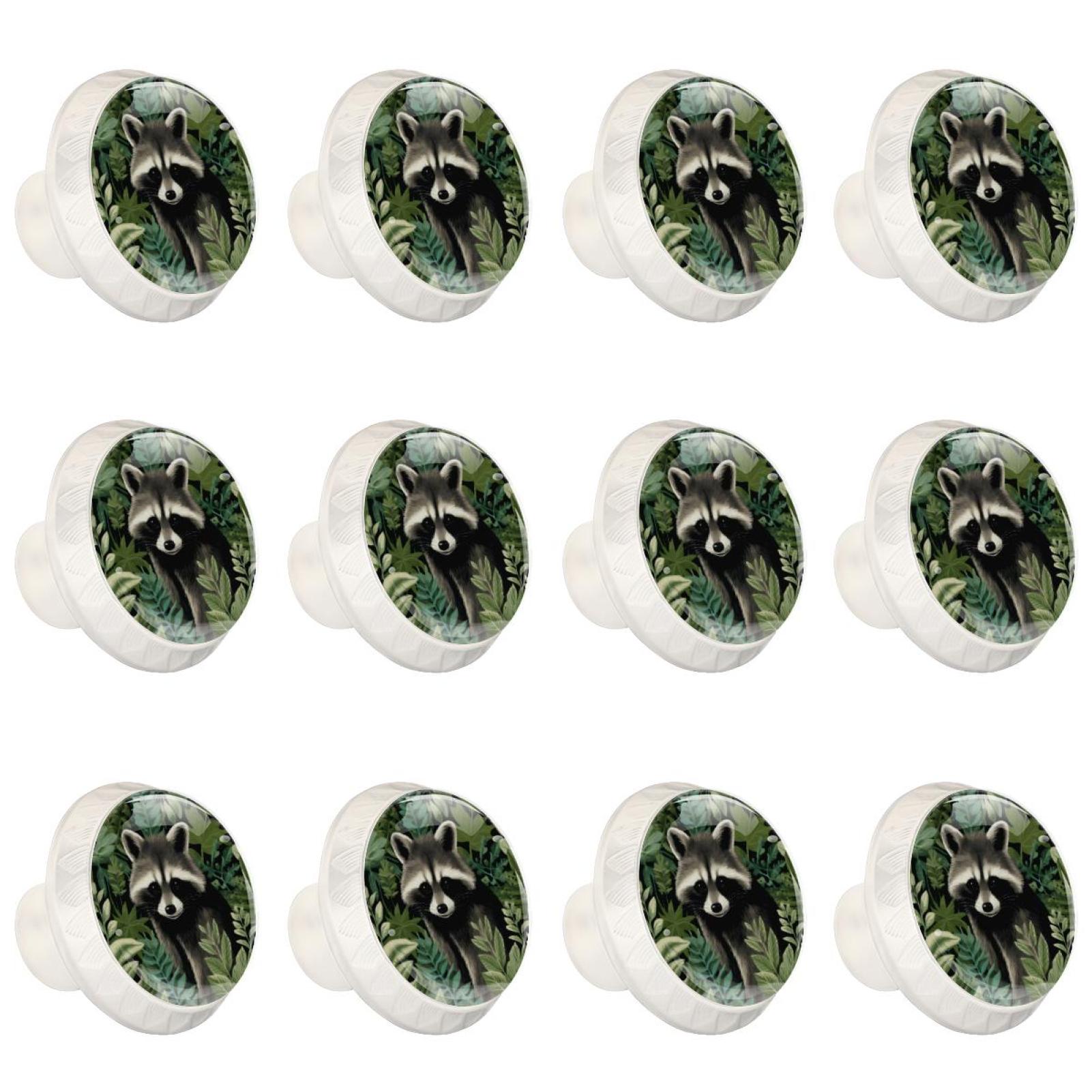 Raccoon Animals 12 Pcs White Round Drawer Pulls with Screws,ABS and ...