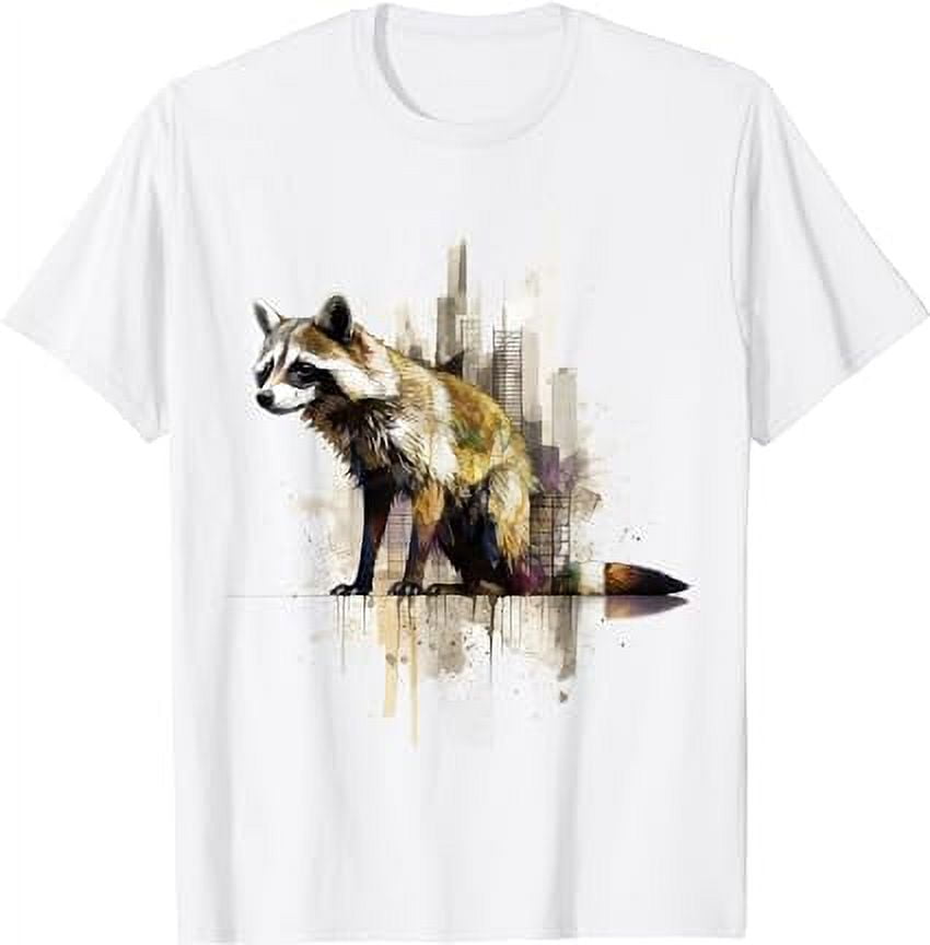 Raccoon Architecture Artwork | Animal Motif Raccoon T-Shirt - Walmart.com