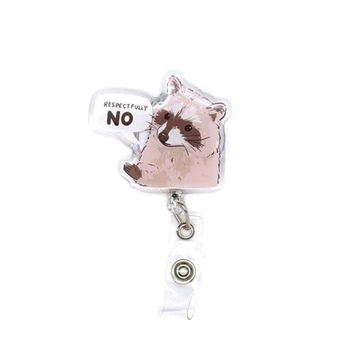 Raccoon Badge Reel Respectfully No Meme Joke Funny Epoxy Finish Belt ...