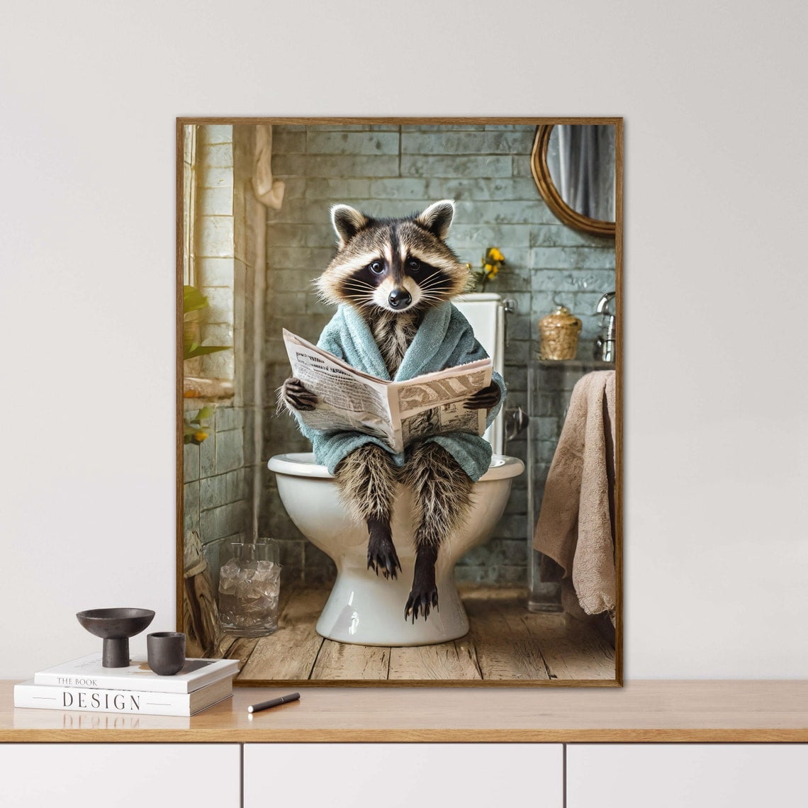 Raccoon In A Bathrobe On The Toilet, Ai Generated, Toilet Animals ...