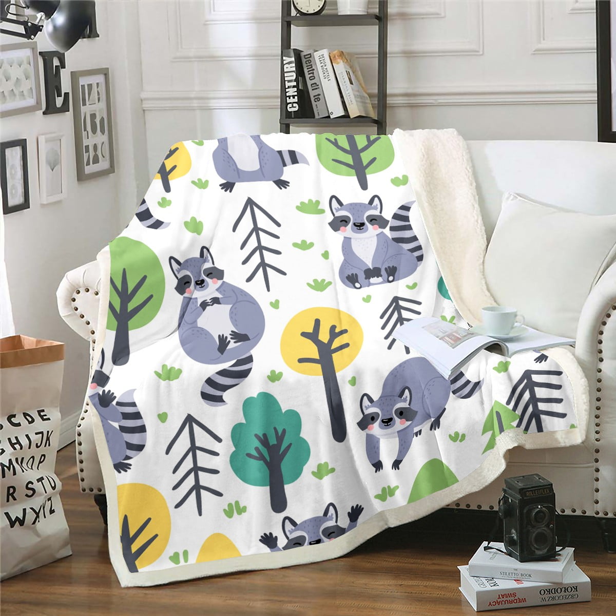 Raccoon Blanket Cute Woodland Animals 50"x60" Throw Blanket for Boys ...