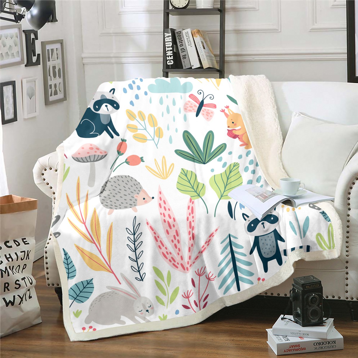 Raccoon Blanket Squirrel Rabbit 30"x40" Throw Blanket for Boys Kids ...