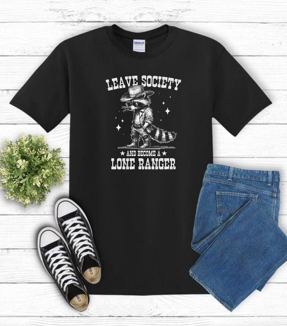 Raccoon Cowboy Tee, Lone Ranger Shirt, Wild West T-Shirt, Shirt, Size ...