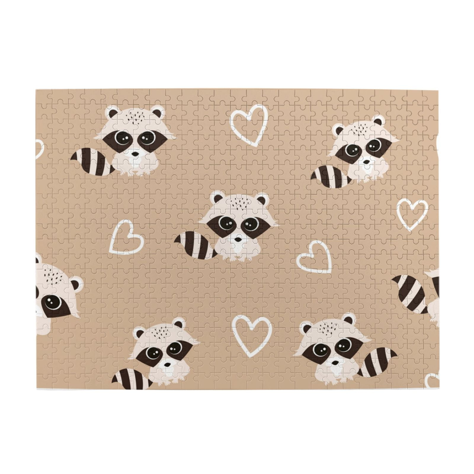 Raccoon Cute Animal Print, Jigsaw Puzzles 500 Pieces Wooden Jigsaw Toy ...