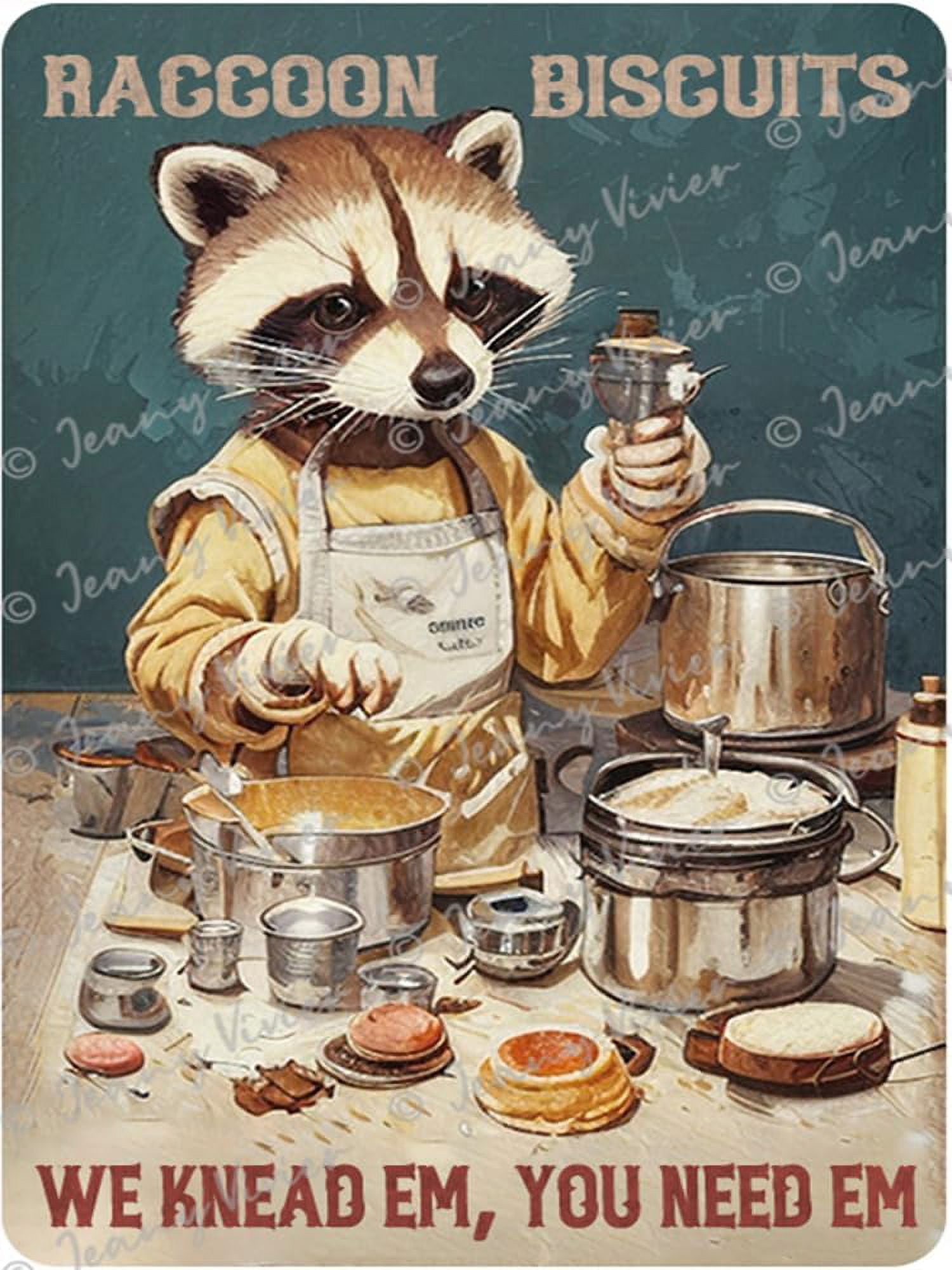 Raccoon Decor Vintage Kitchen Decor - Raccoon We Knead Em You Need Em ...