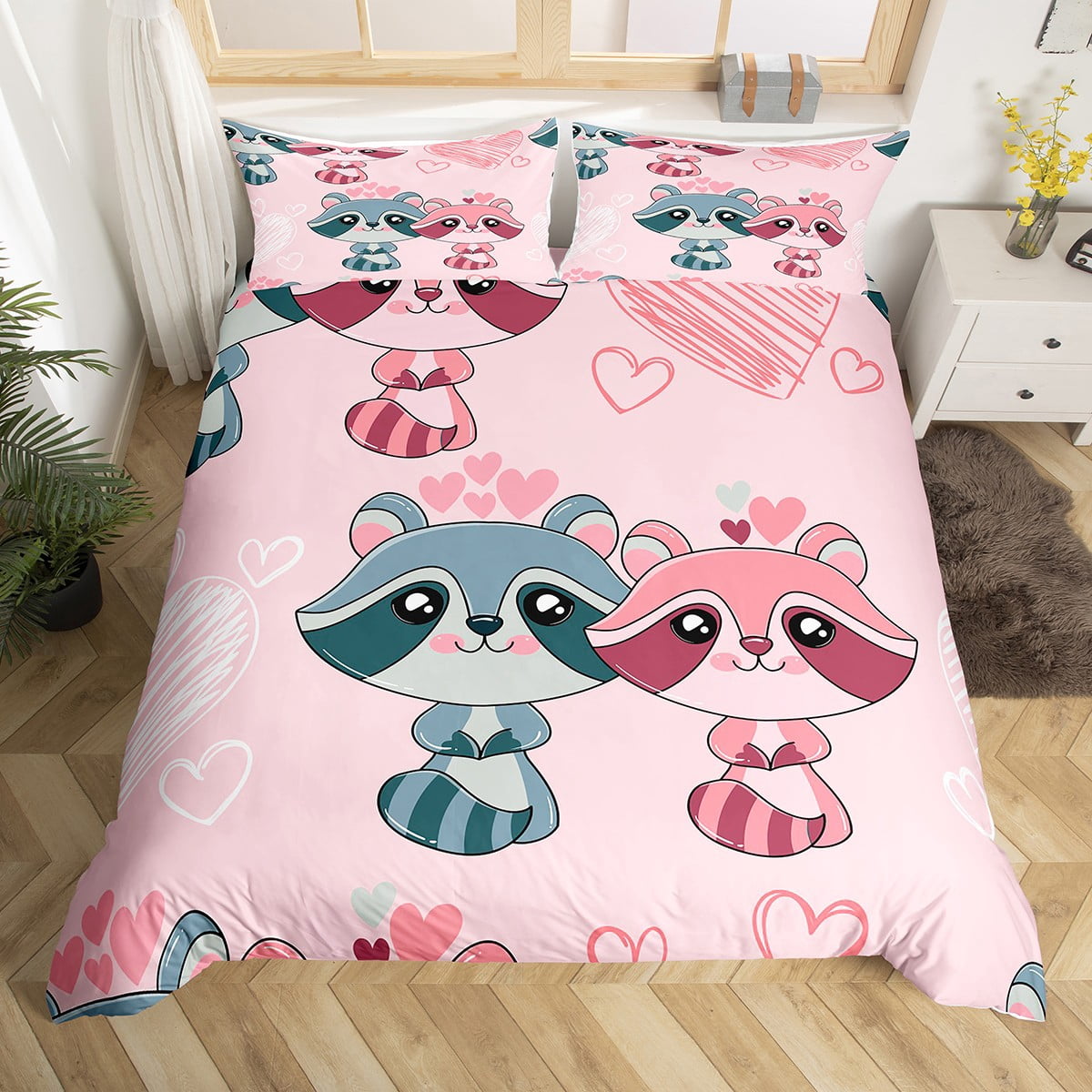 Raccoon Duvet Cover Wild Animals Full Bedding Set for Boys Kids Child ...