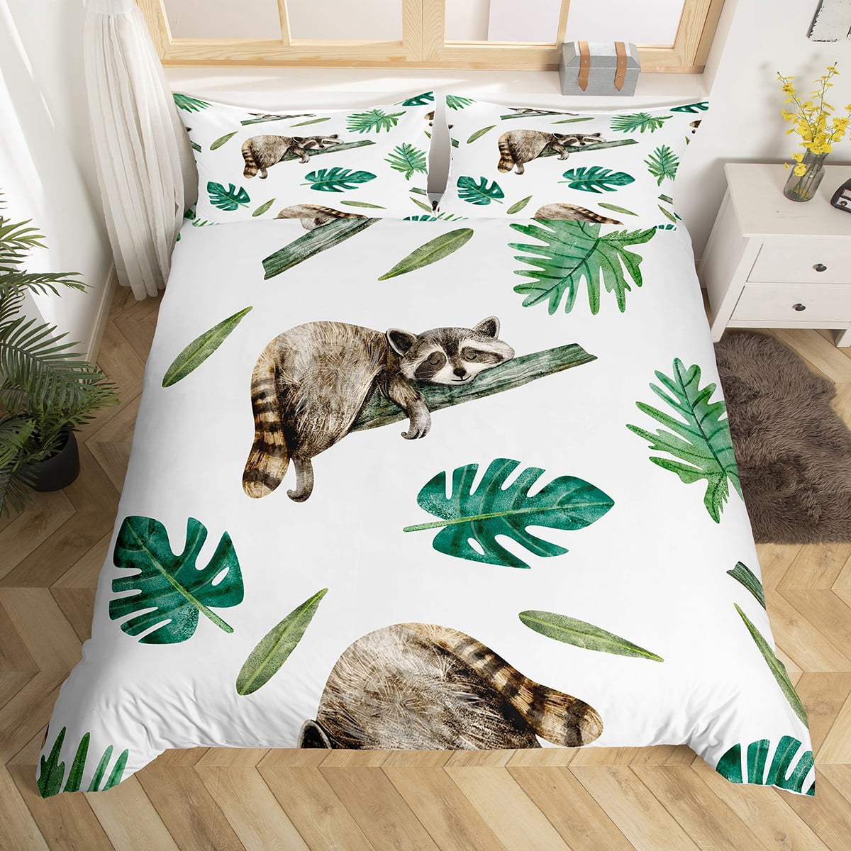 Raccoon Duvet Cover Wild Animals King Bedding Set for Boys Kids Child ...