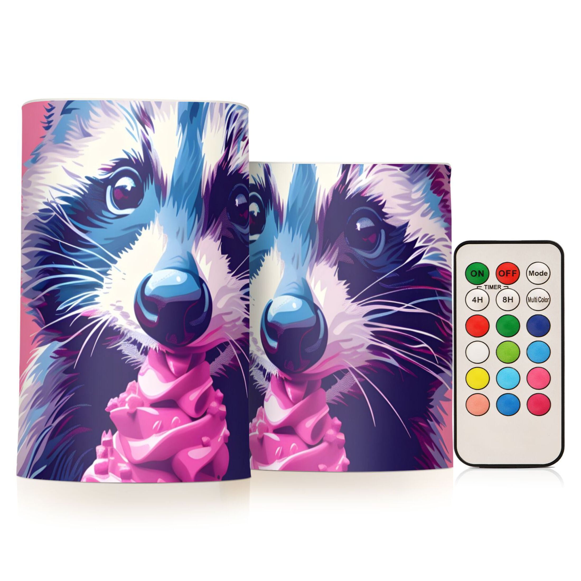 Raccoon Eating Ice Cream Flickering Flameless Candles LED Tealight ...
