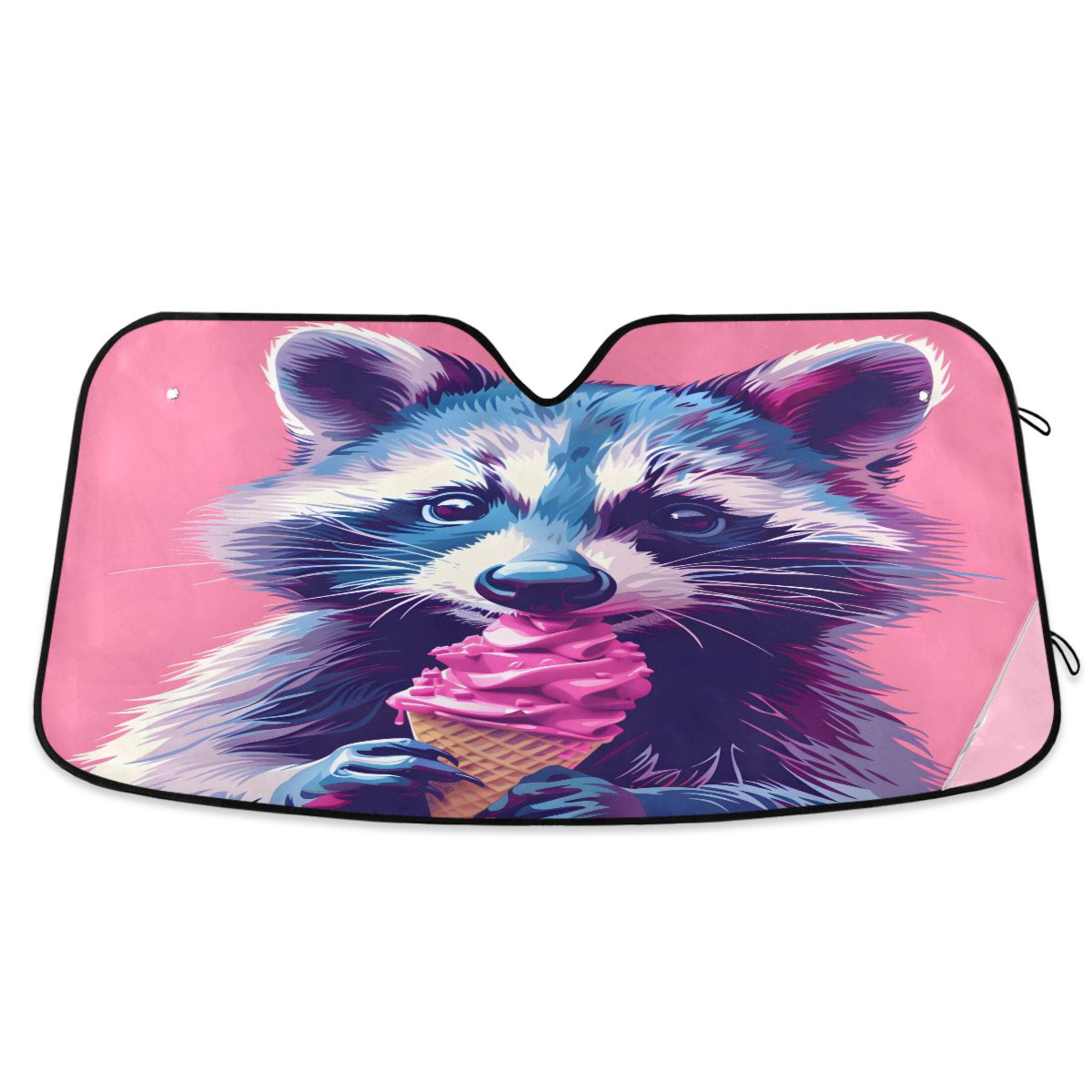 Raccoon Eating Ice Cream Windshield Sun Shade Automobile Visor ...
