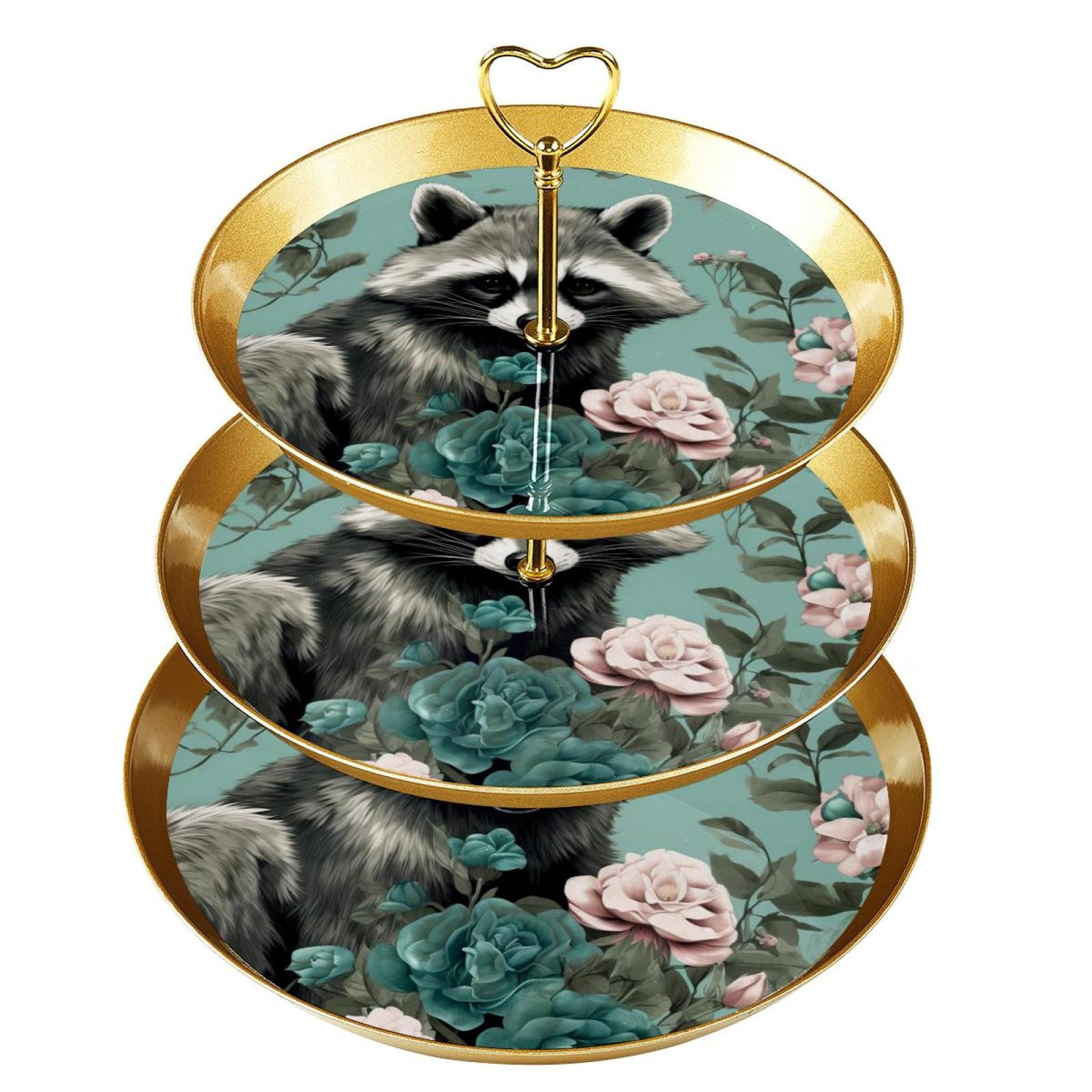 Raccoon Elegant Cupcake Stands with Plastic Discs and Iron Pillars for ...