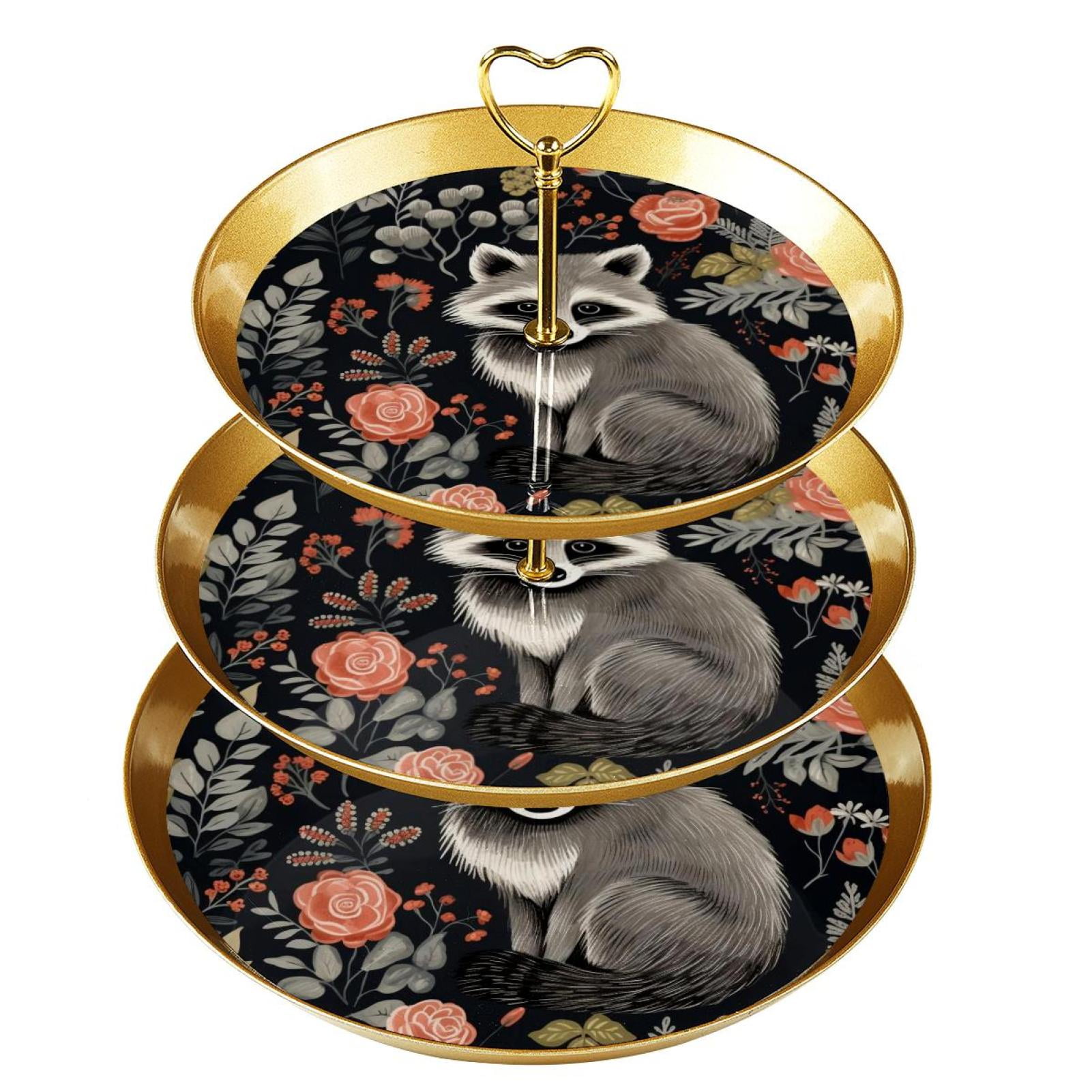Raccoon Elegant Plastic Discs Cake Holder with Iron Pillars | Dessert ...