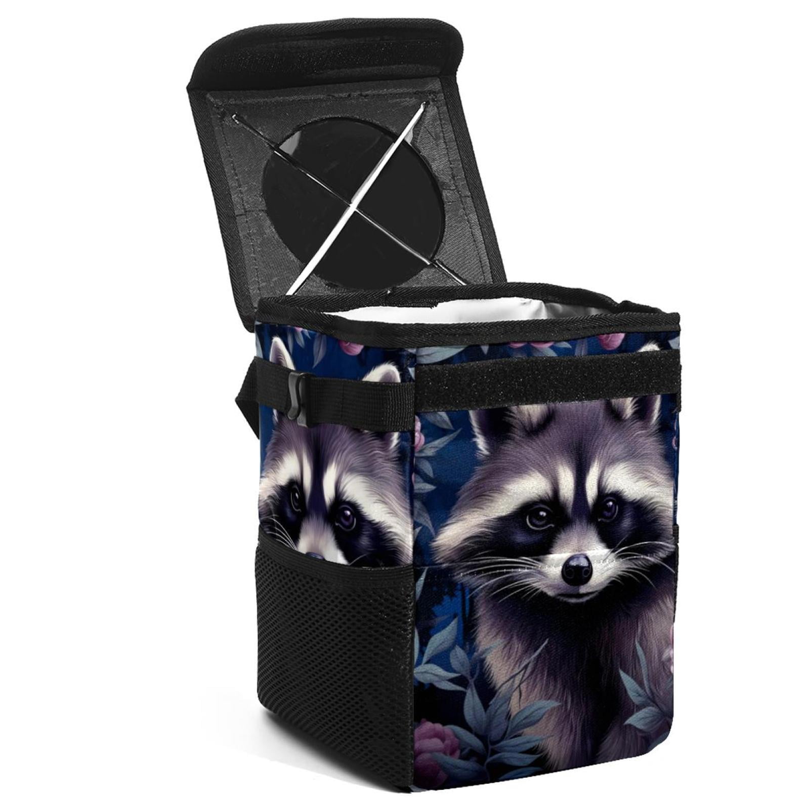 Raccoon Foldable Car Trash Bin with Lid, Leak-Proof Hanging Storage Bag ...