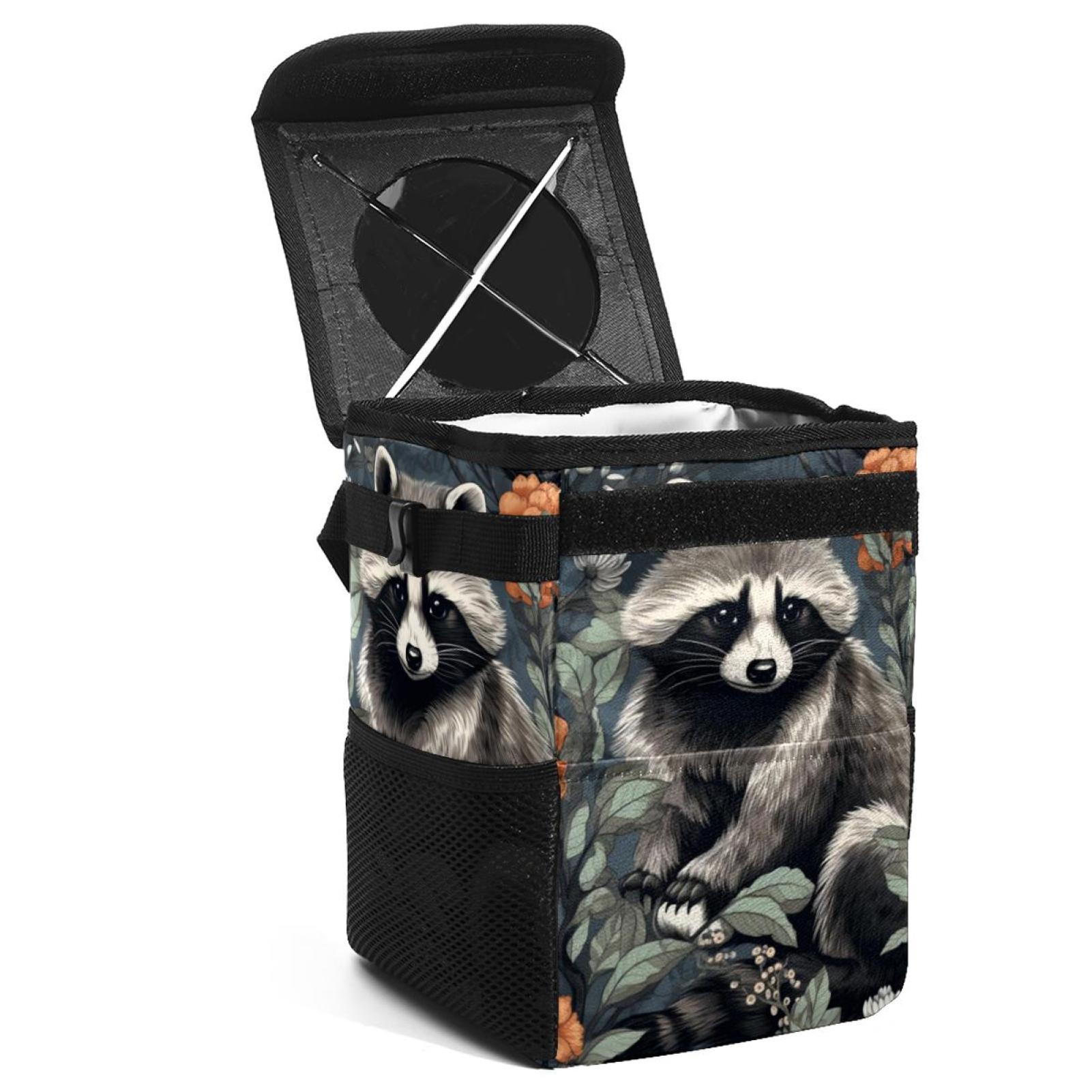Raccoon Foldable Car Trash Bin with Lid, Leak-proof Mini Garbage Can ...